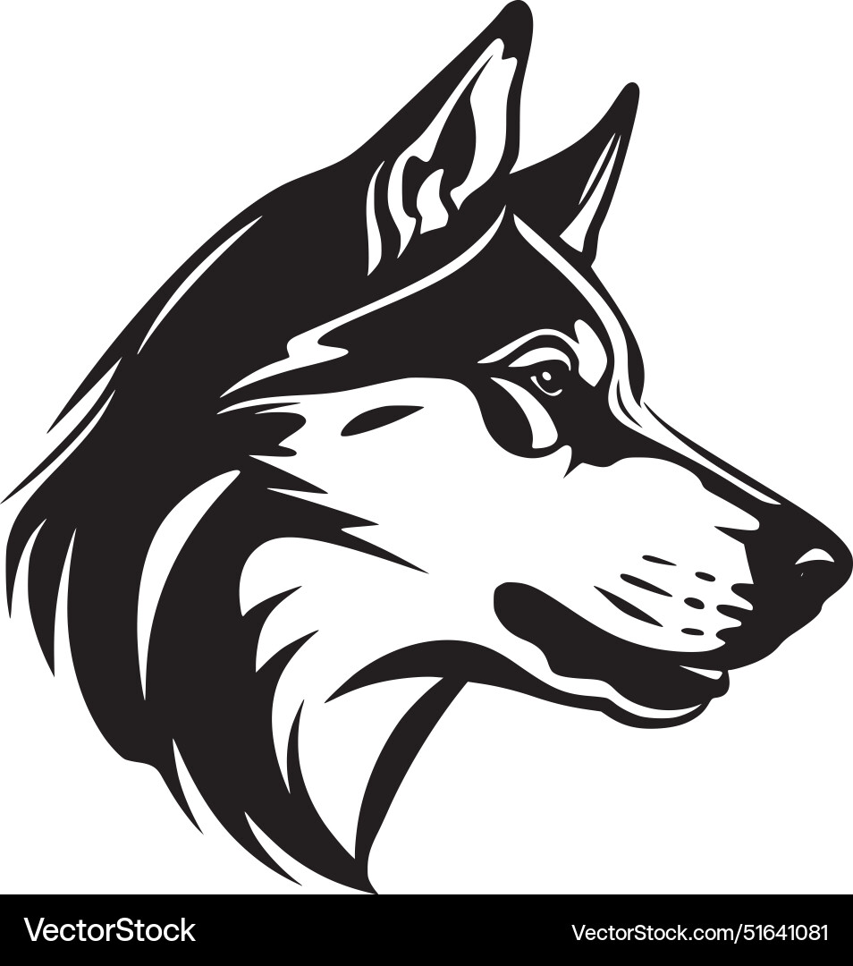 Siberian husky - black and white Royalty Free Vector Image