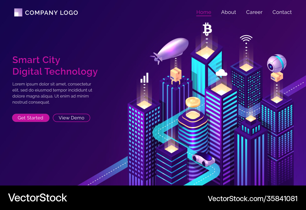 Smart city infrastructure iot technology isometric