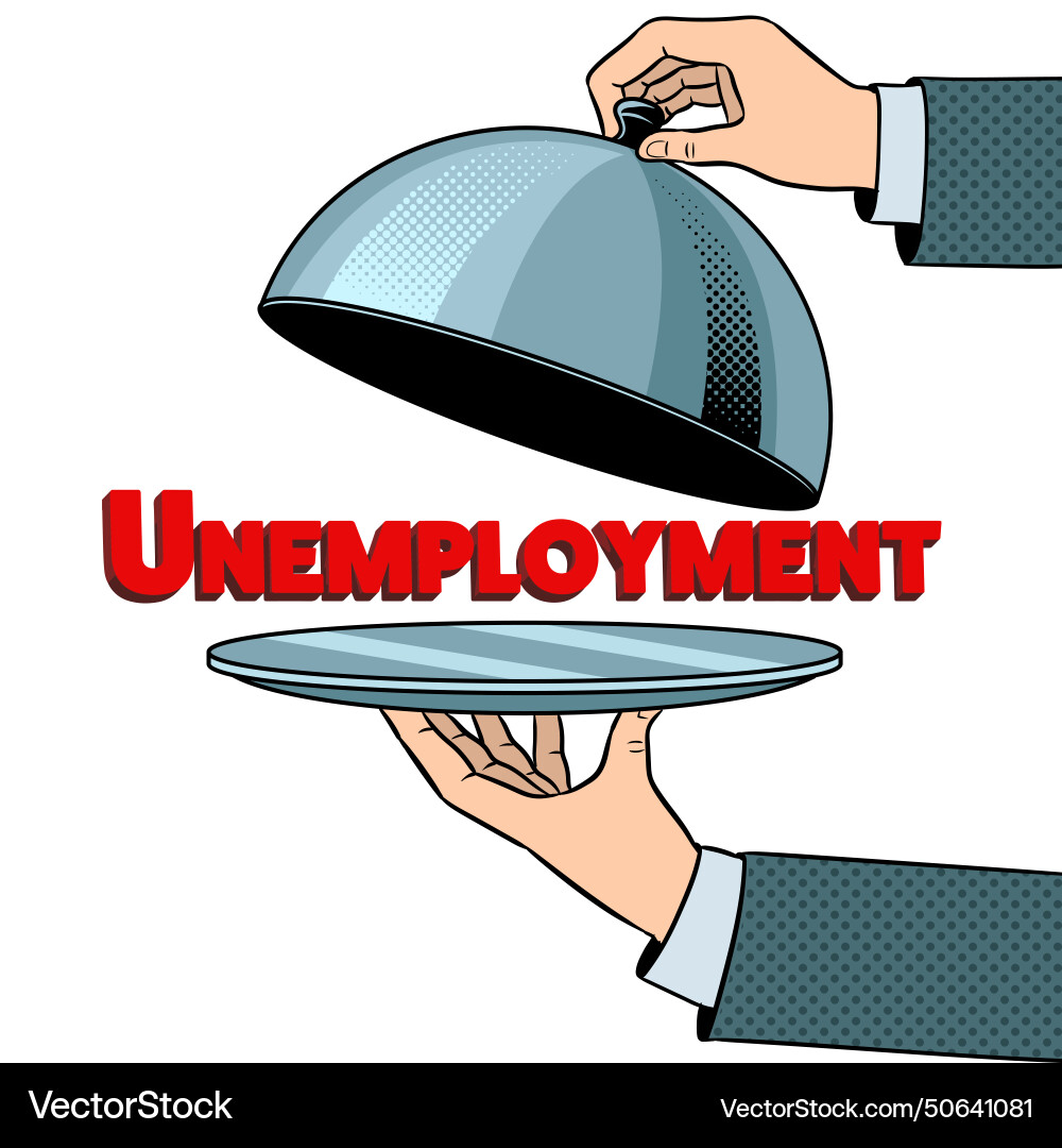 Unemployment on serving tray plate Royalty Free Vector Image