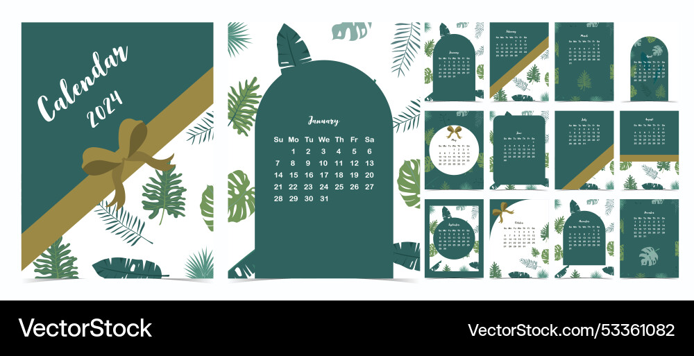2024 table calendar yearweek start on sunday with Vector Image