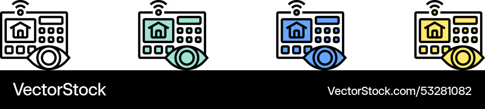 Alarm system icon outline green blue and yellow Vector Image