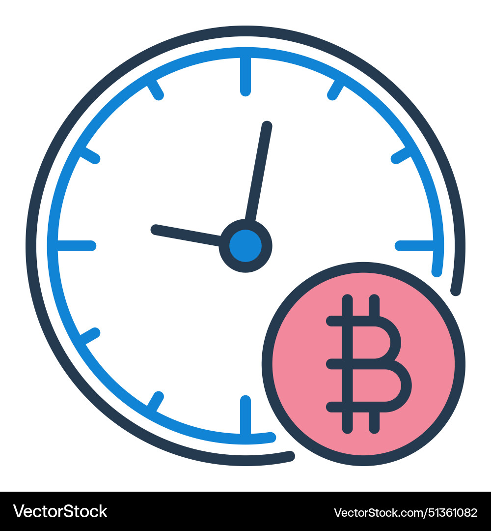 Bitcoin clock decentralized cryptocurrency Vector Image
