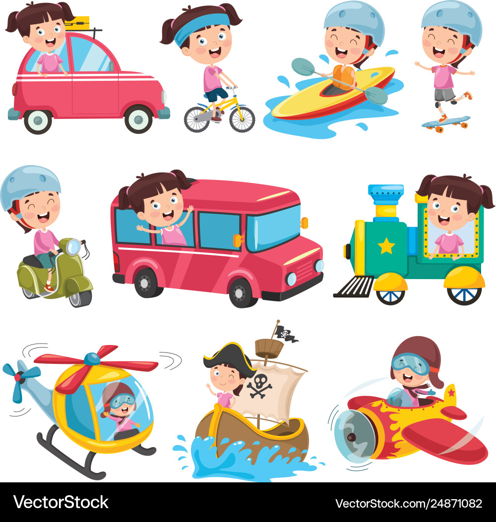 Girl doing various activities Royalty Free Vector Image
