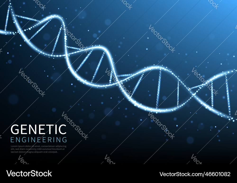 Glow dna helix cell or molecule genes background Vector Image