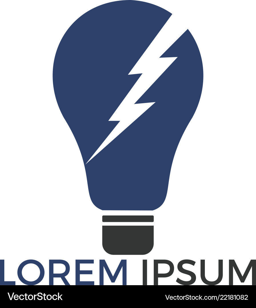 Lamp bulb with lightning logo design Royalty Free Vector