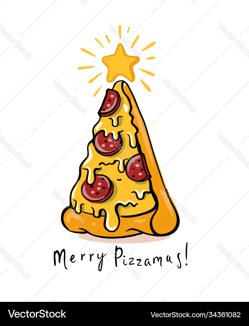 Pizza christmas tree on white Royalty Free Vector Image