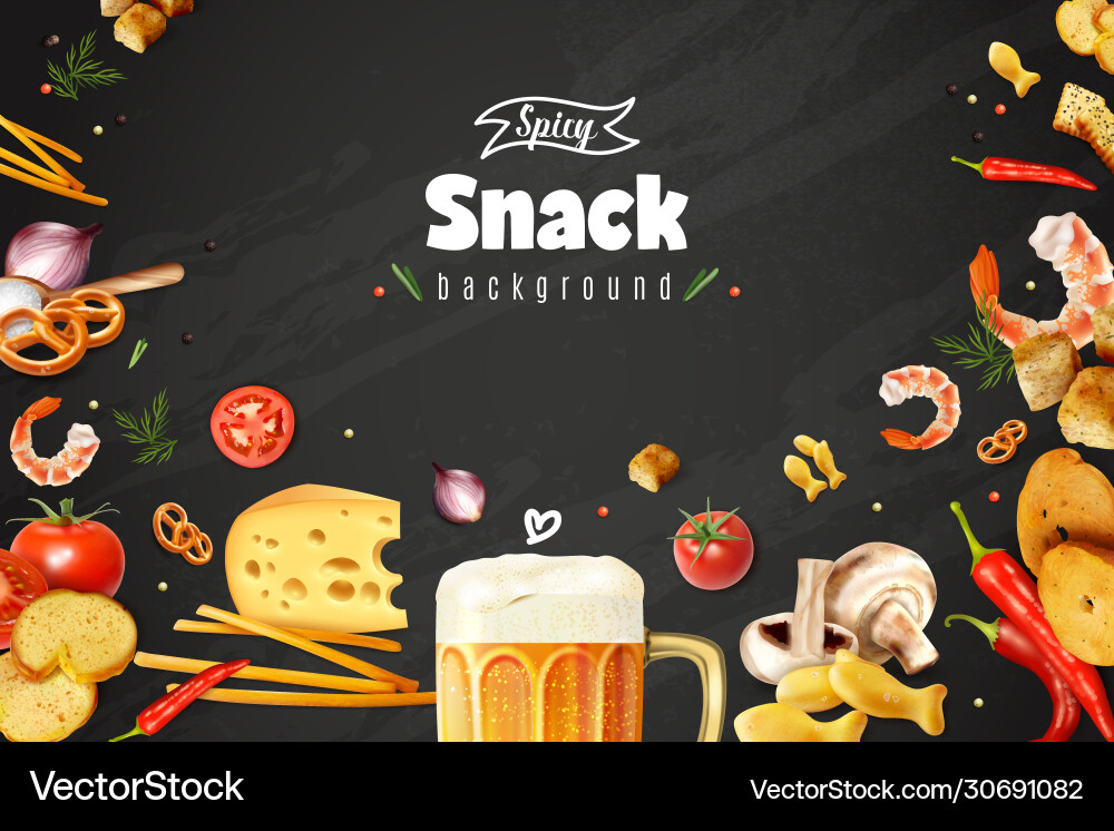 Realistic beer snacks background Royalty Free Vector Image