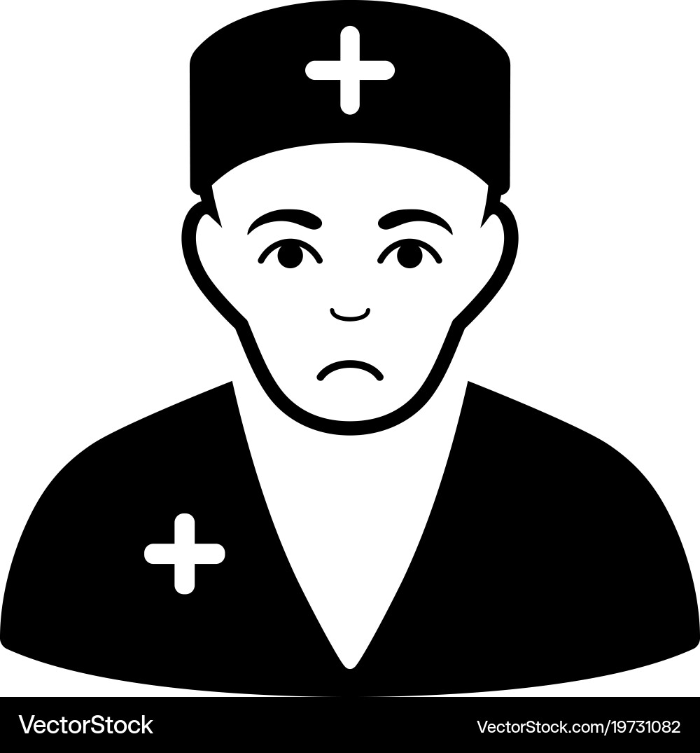 Sad medic black icon Royalty Free Vector Image