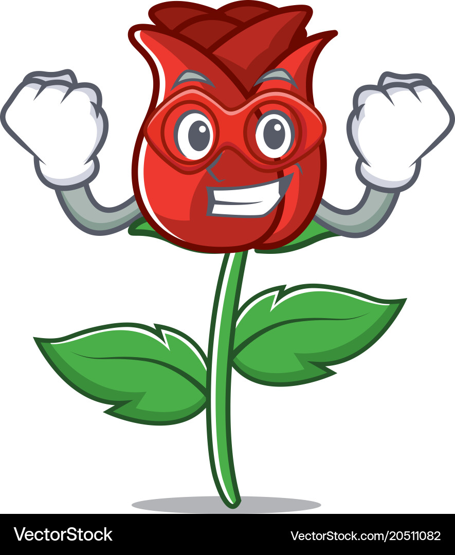 Super hero red rose character cartoon Royalty Free Vector