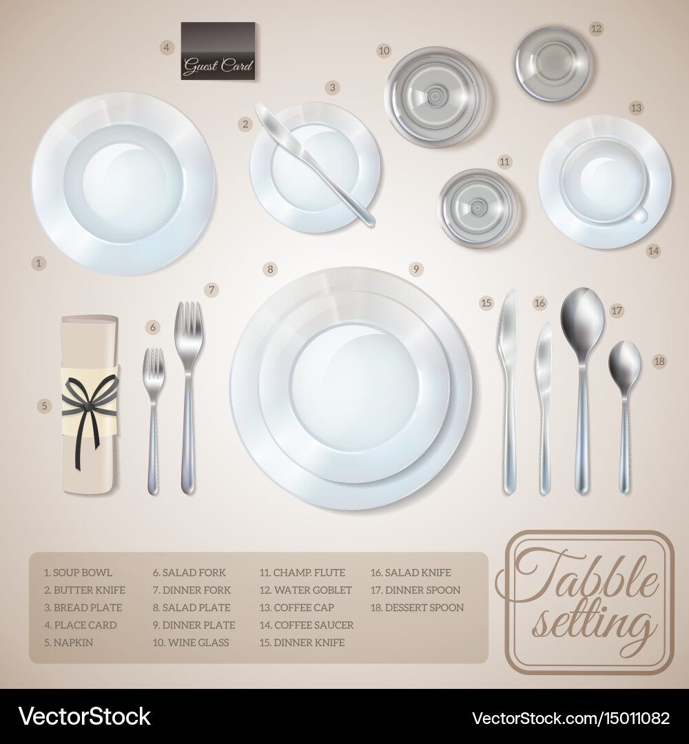 Table setting infographics Royalty Free Vector Image
