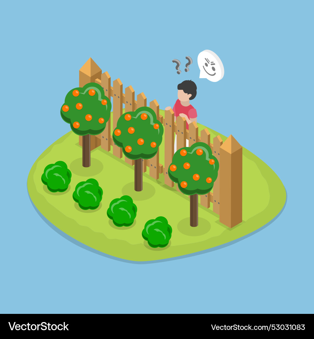 3d isometric flat of curious Royalty Free Vector Image
