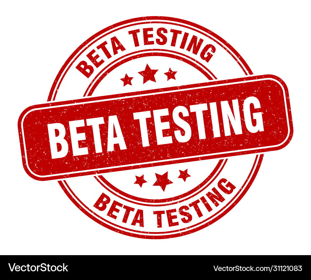 Beta testing stamp label round Royalty Free Vector Image
