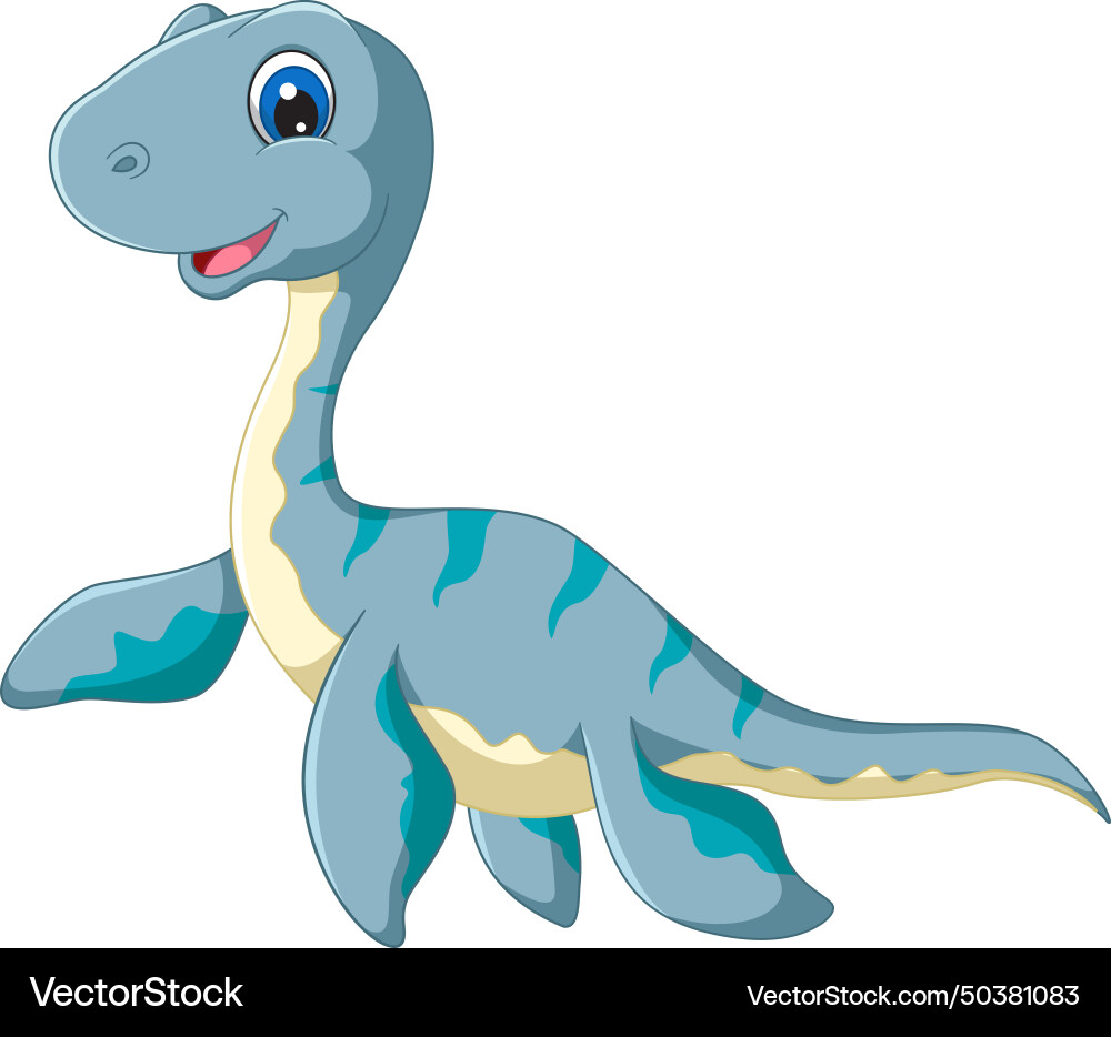 Cartoon plesiosaurus on white background Vector Image