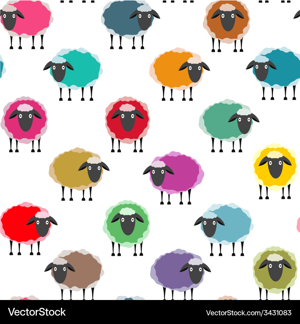 Colorful seamless sheep pattern Royalty Free Vector Image