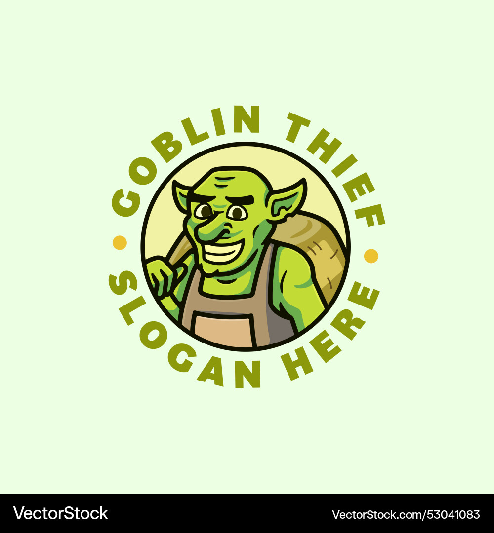 Goblin cartoon mascot character logo design Vector Image
