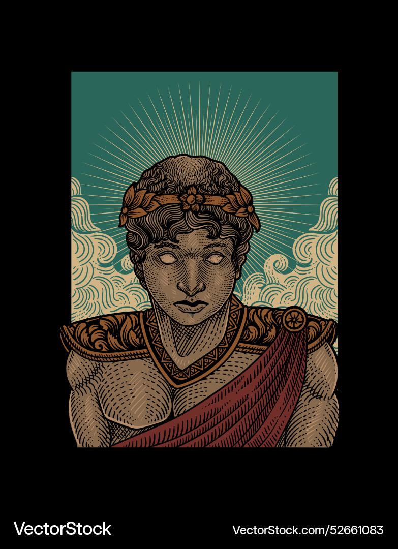 Helios god drawings with engraving style Vector Image