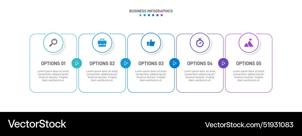Horizontal progress bar featuring 5 arrow-shaped Vector Image