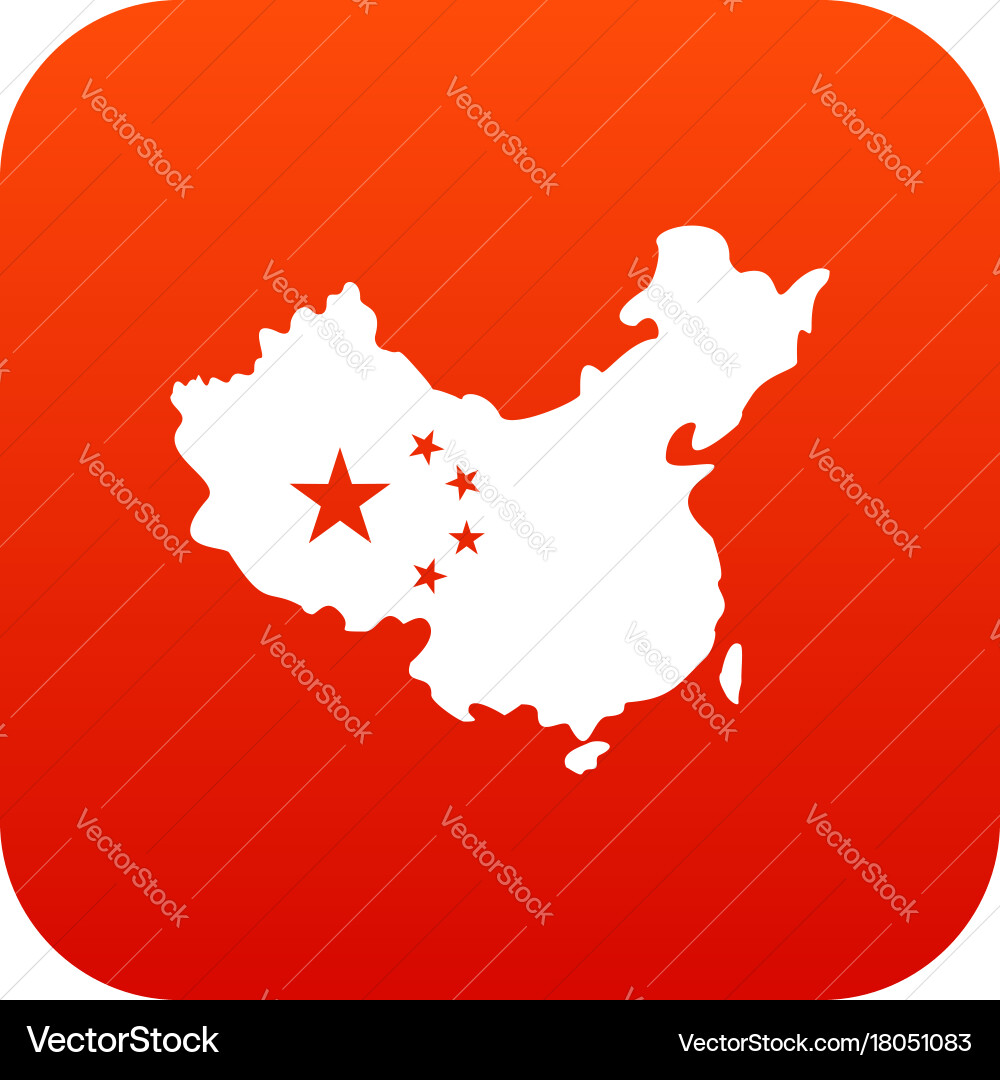 Map of china icon digital red Royalty Free Vector Image