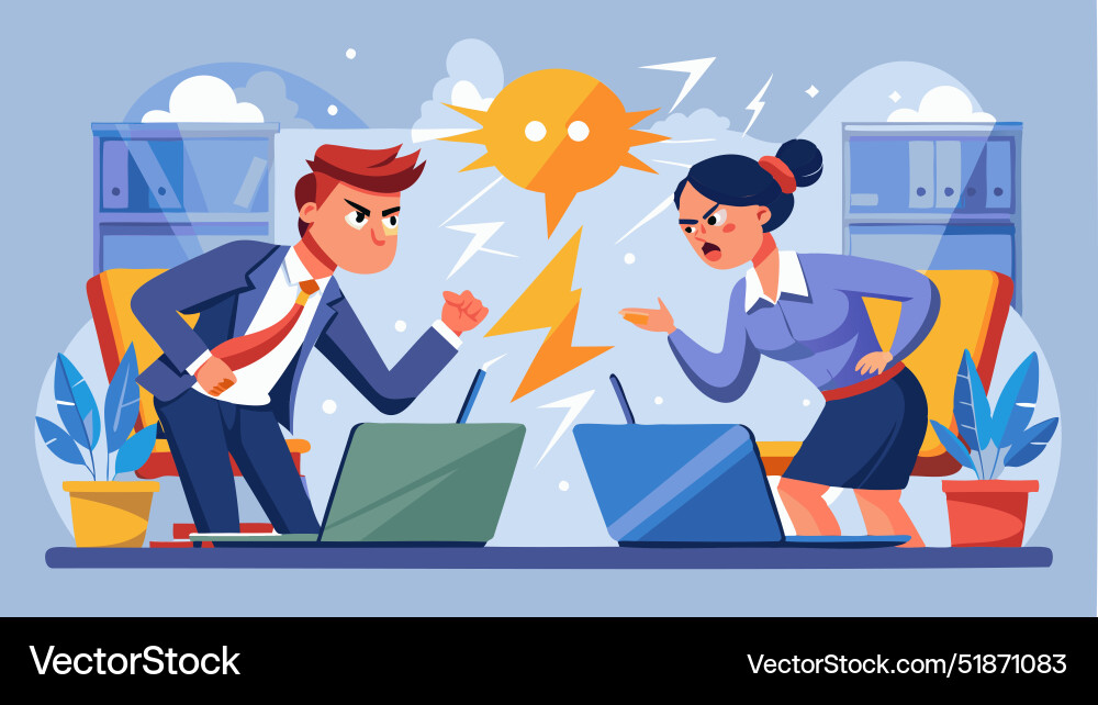 Office conflict Royalty Free Vector Image - VectorStock