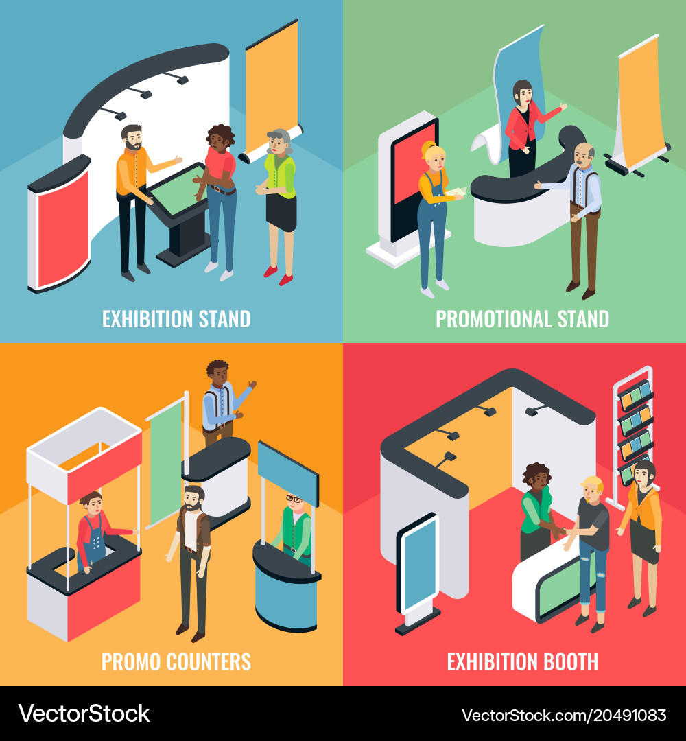 Promotion equipment flat isometric poster Vector Image