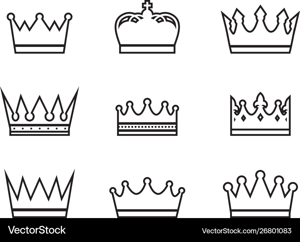 Royal crowns collection quality crown Royalty Free Vector