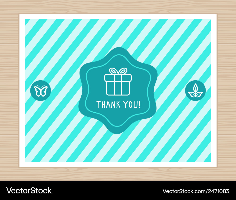Thank you card in flat style Royalty Free Vector Image