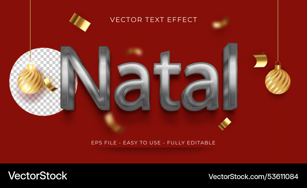 3d text effect natal merry christmas label Vector Image