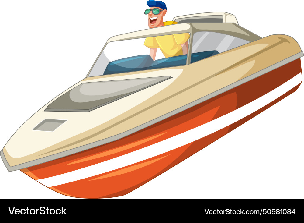 A man driving speedboat Royalty Free Vector Image