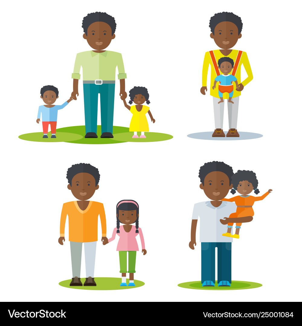 African american father with kids Royalty Free Vector Image
