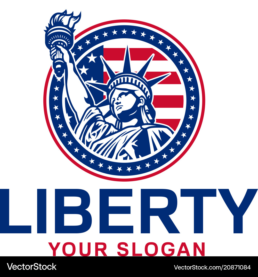 Emblem with statue of liberty Royalty Free Vector Image