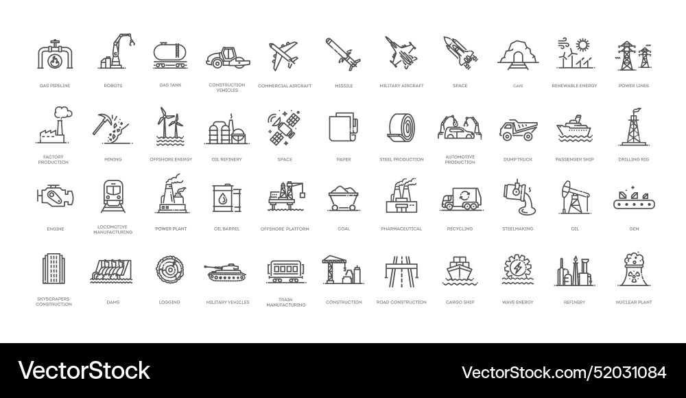 Heavy industry icons Royalty Free Vector Image