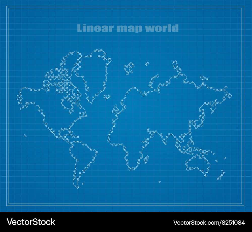 Map of earth linear Royalty Free Vector Image - VectorStock