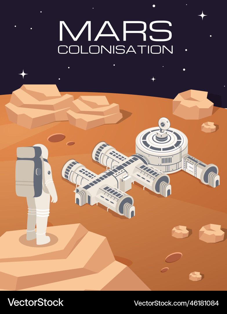 Mars colonization concept Royalty Free Vector Image