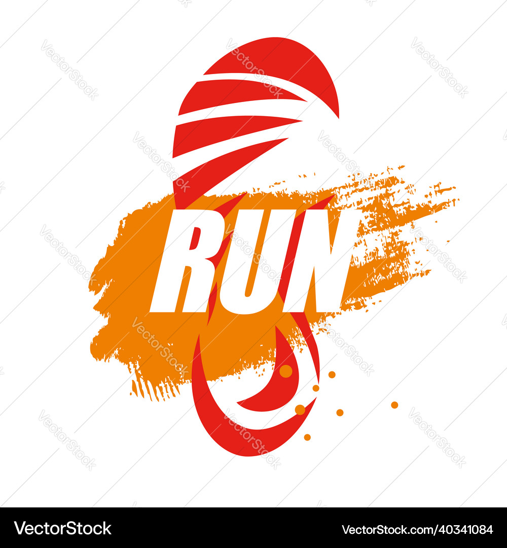 Stylized sneaker footprint run symbol and emblem Vector Image