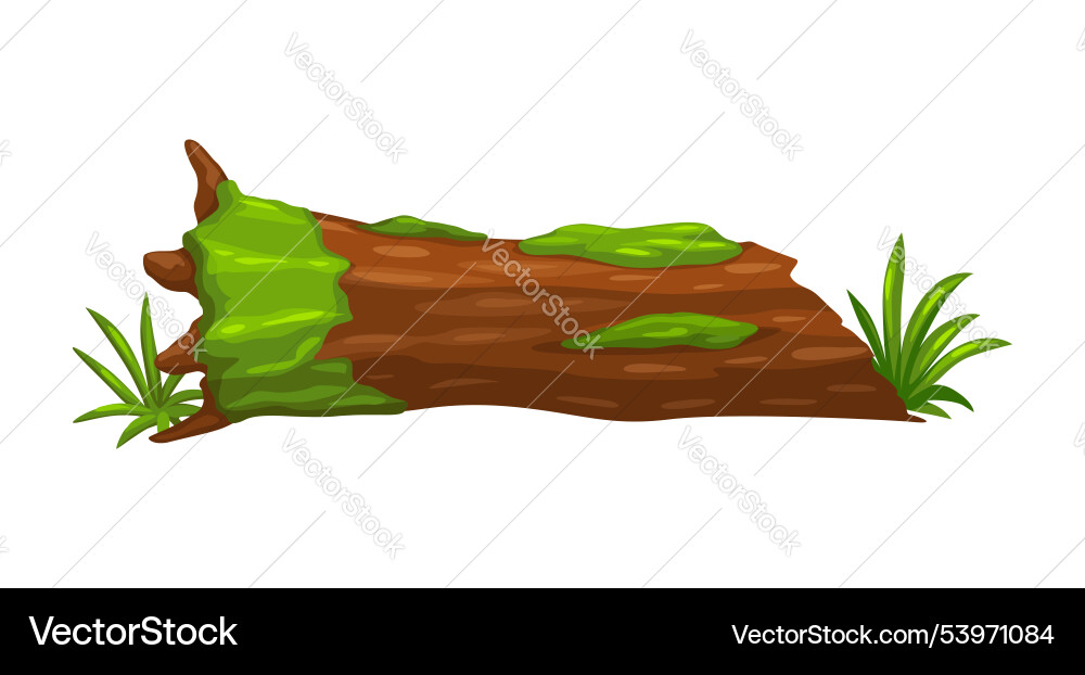 Tree trunk log prehistoric jungle game asset Vector Image