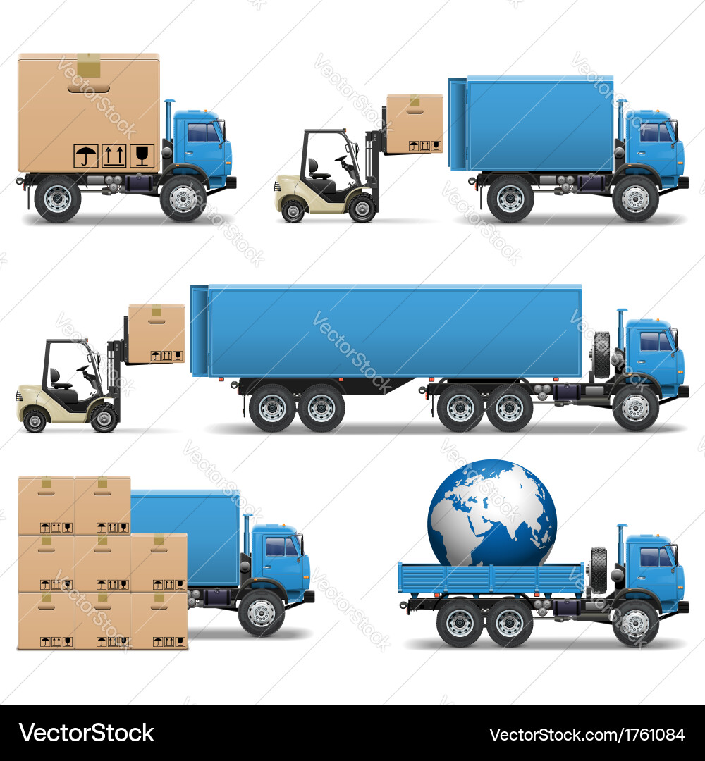Truck Delivery Icons Set Royalty Free Vector Image