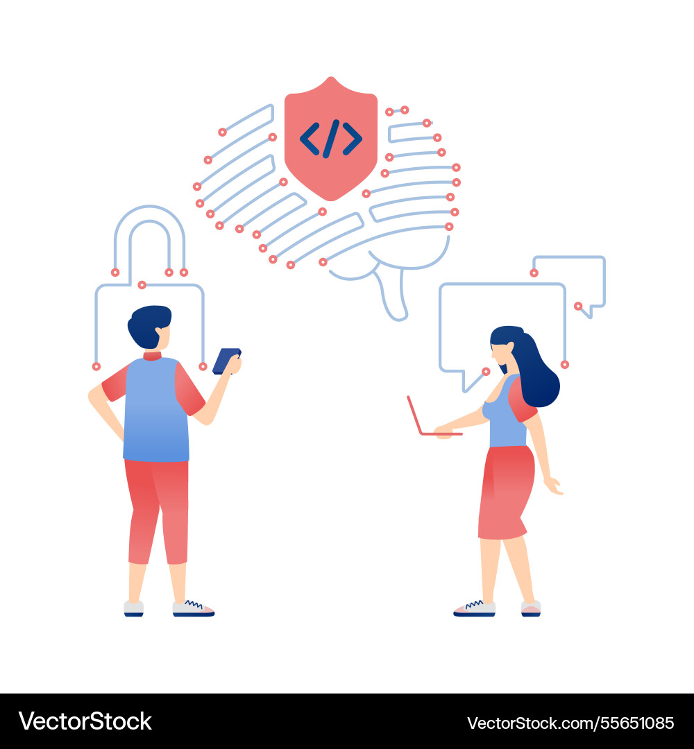 Ai secured networks people accessing safe Vector Image