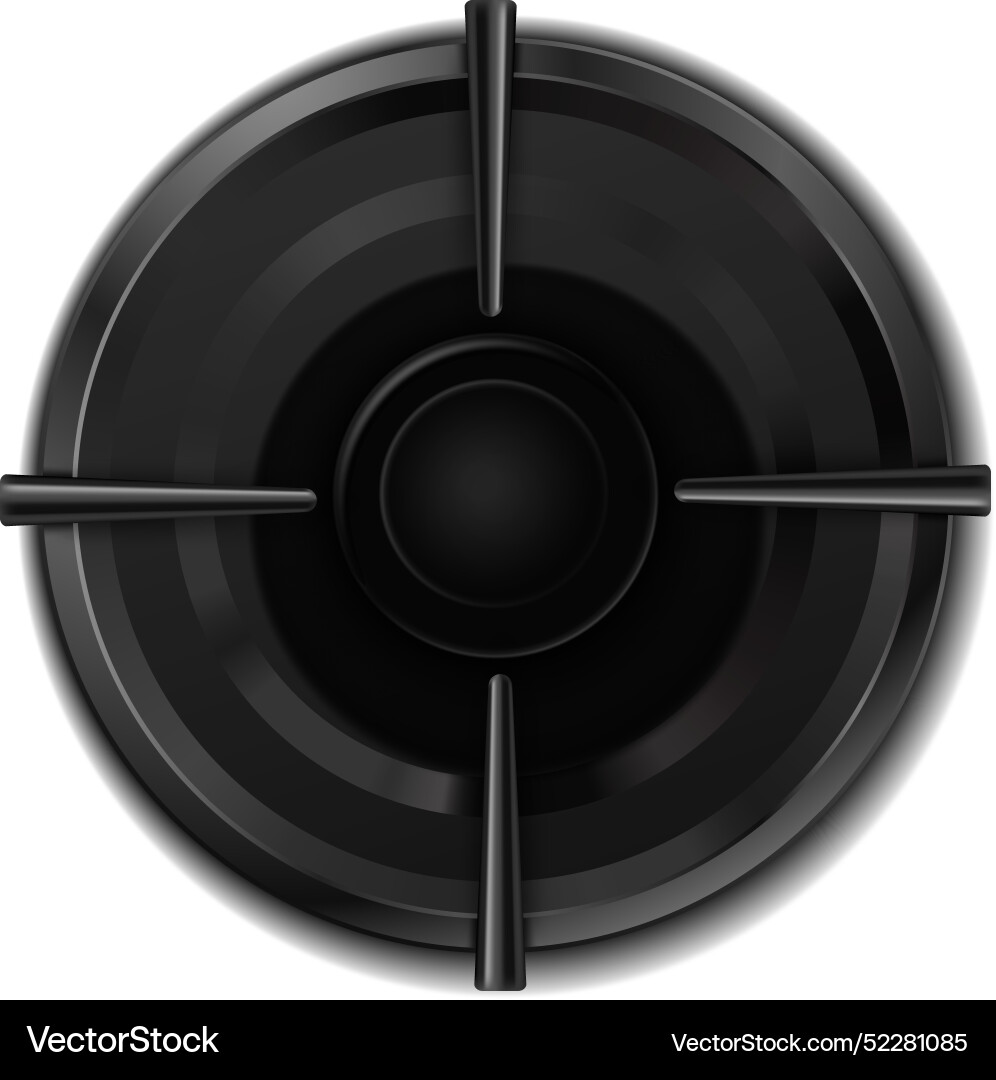 Black gas burner with four supports viewed from Vector Image