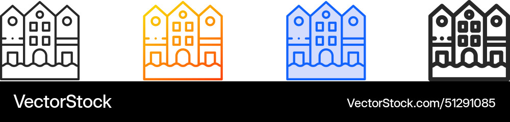Bryggen iconthin linear gradient blue stroke Vector Image