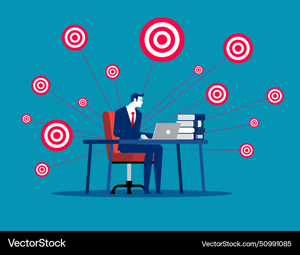 Business goal and strategy workers Royalty Free Vector Image