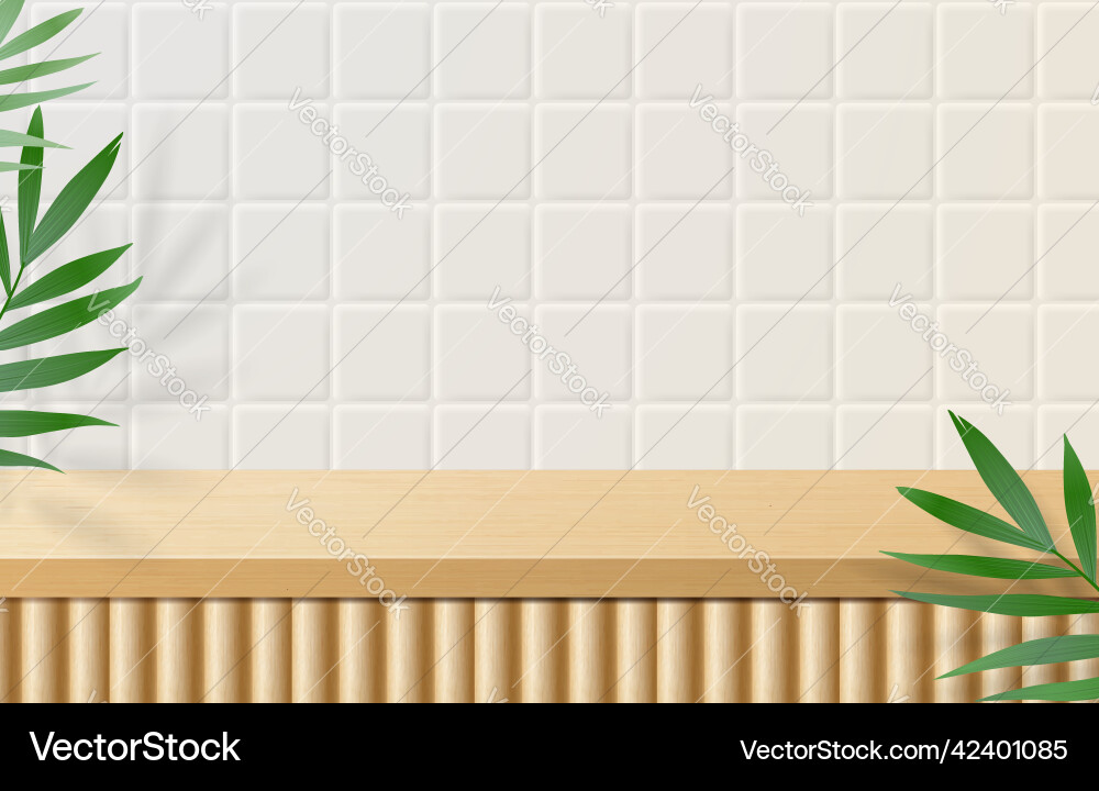 Empty minimal wooden top table wood podium Vector Image