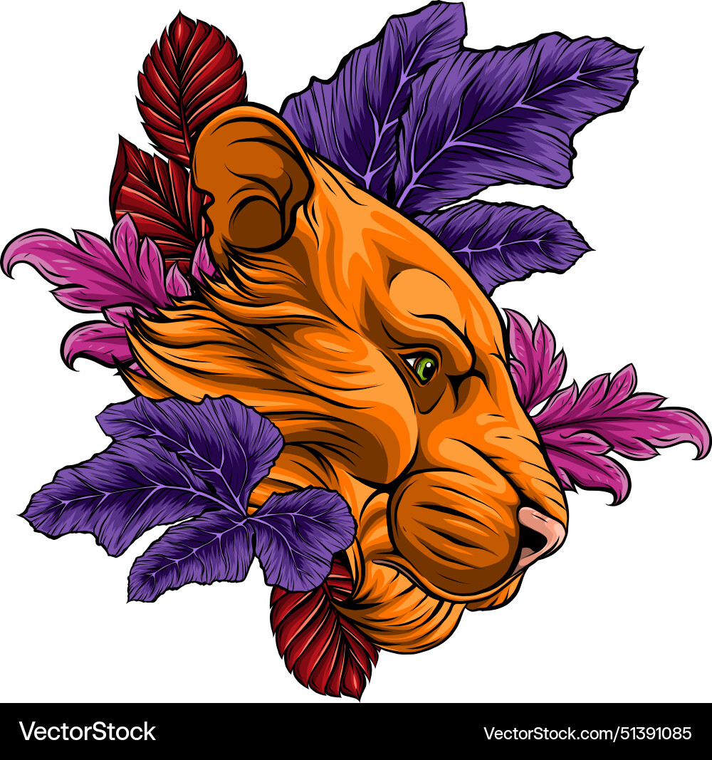 Lion head colorful hand draw Royalty Free Vector Image