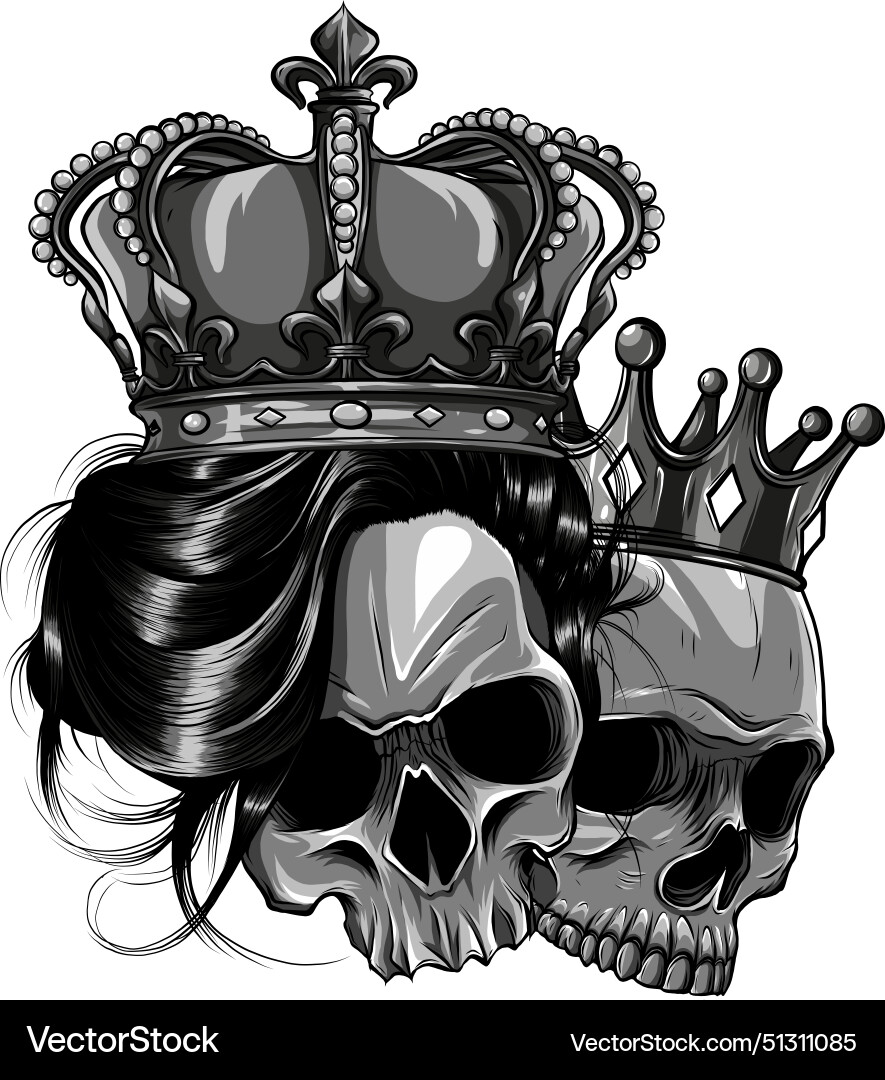 Monochrome king and queen Royalty Free Vector Image