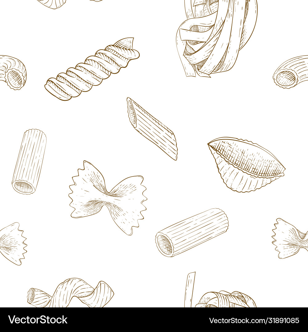 Pasta set black and white sketch seamless pattern Vector Image