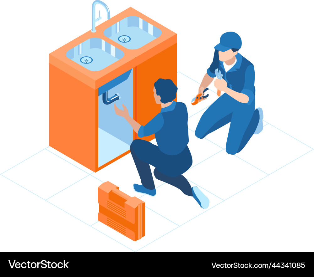 Plumbers isometric Royalty Free Vector Image - VectorStock