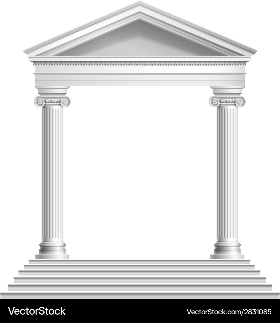 Temple front with columns Royalty Free Vector Image