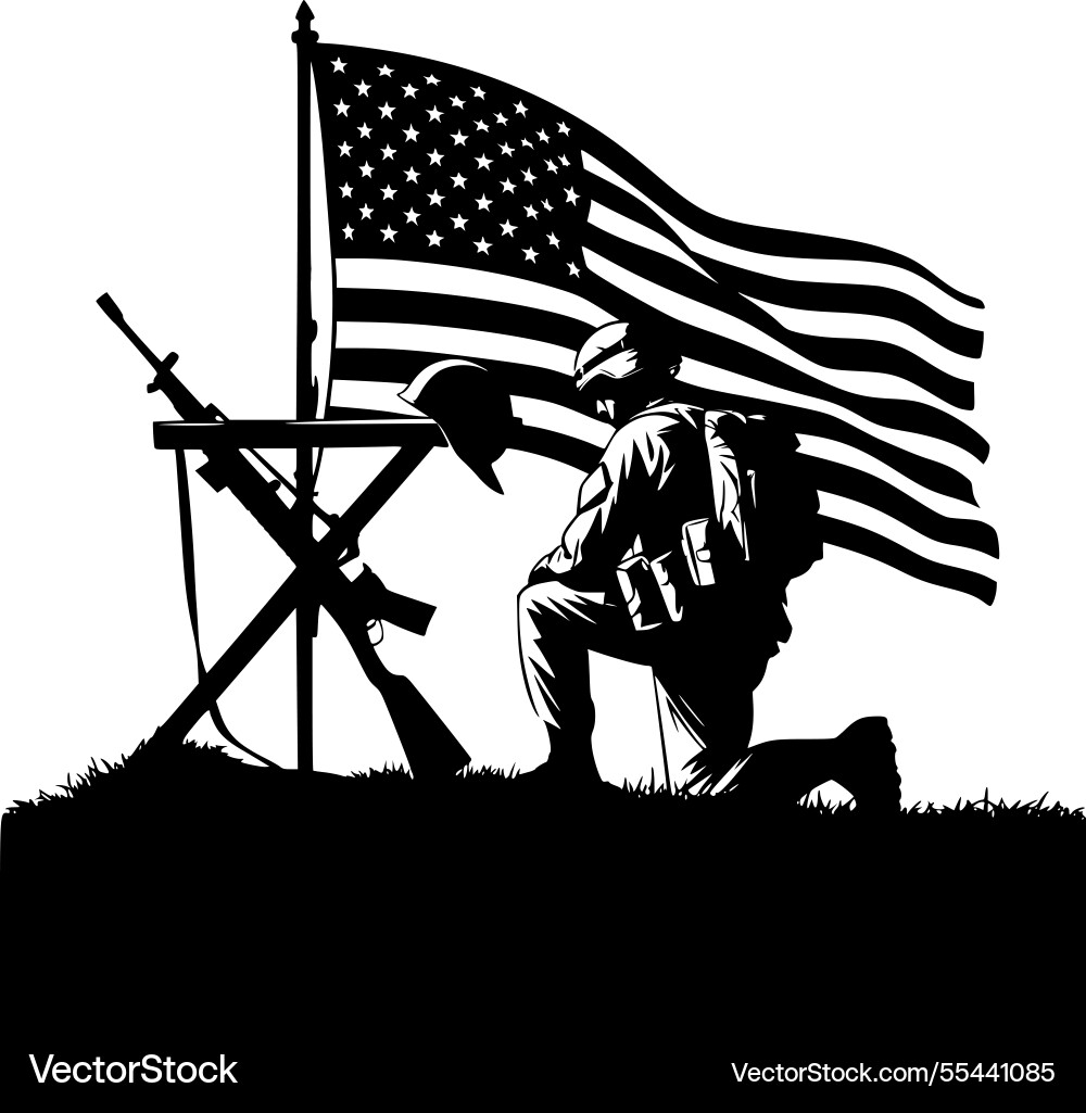 Us army solder kneeling svg solider Royalty Free Vector