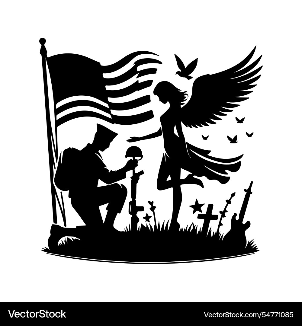 Veterans silhouette great for memorial Royalty Free Vector