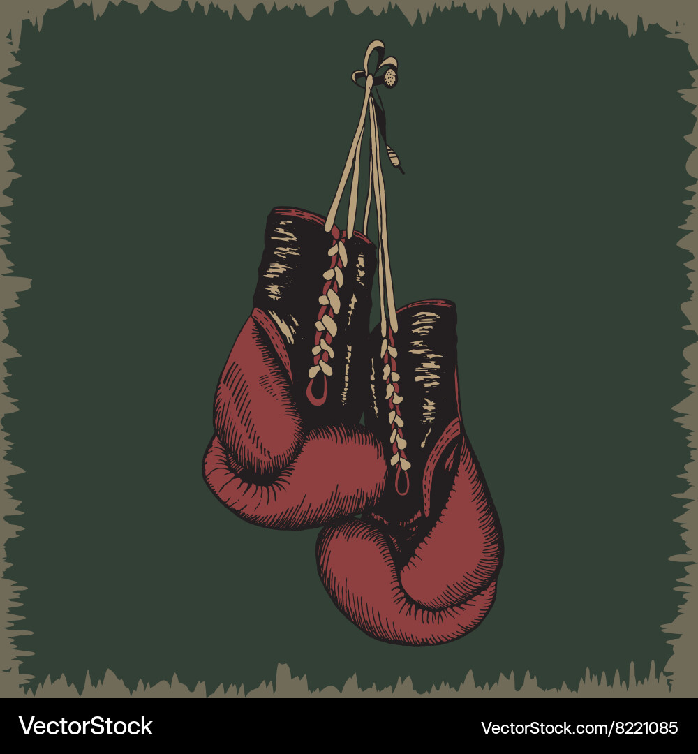 Vintage Boxing Gloves Label Royalty Free Vector Image
