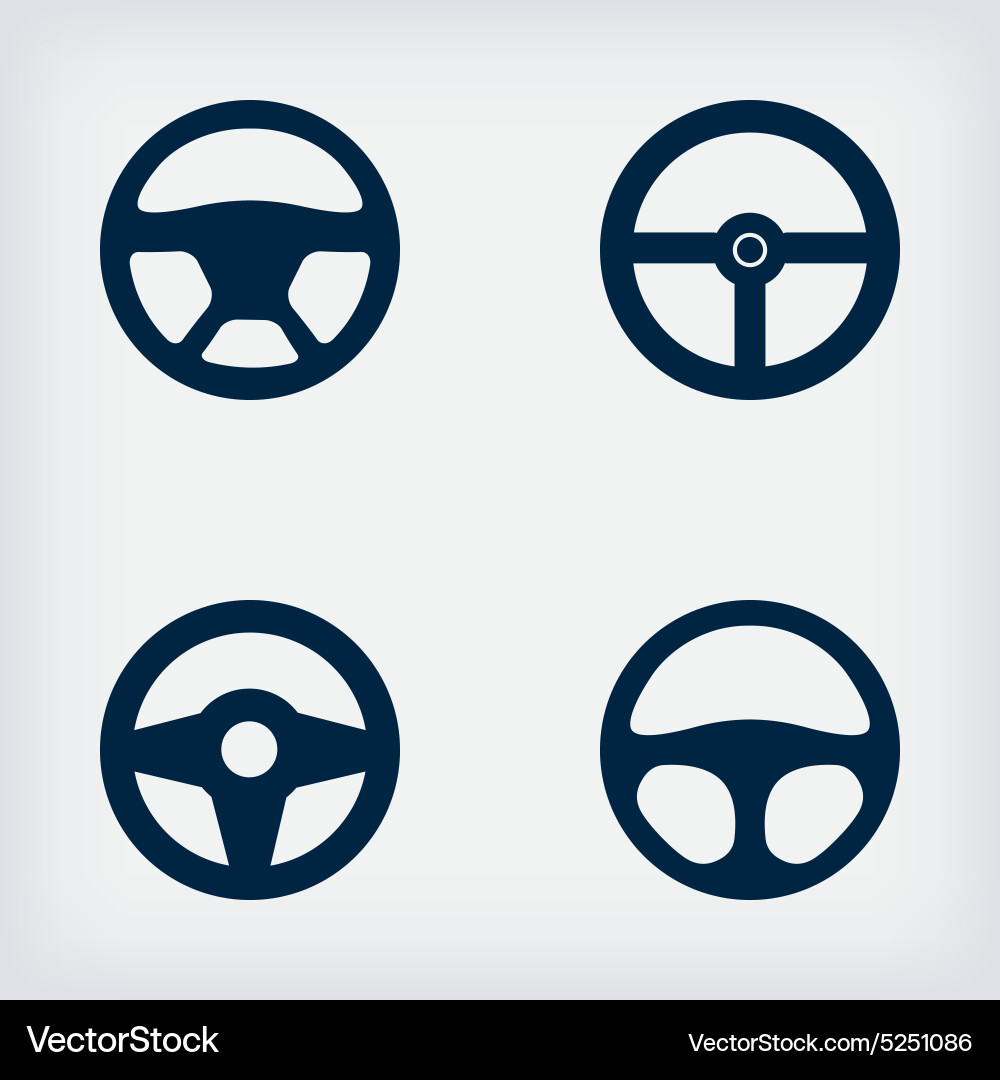 Automotive Steering Wheel Icons Royalty Free Vector Image